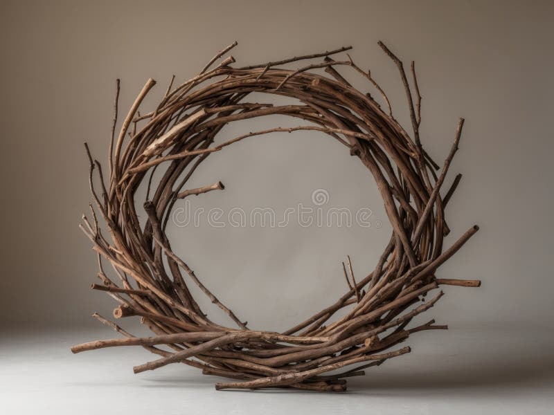 Rustic Brown Wooden Twigs Circle Natural Craft Decor Stock Photo ...