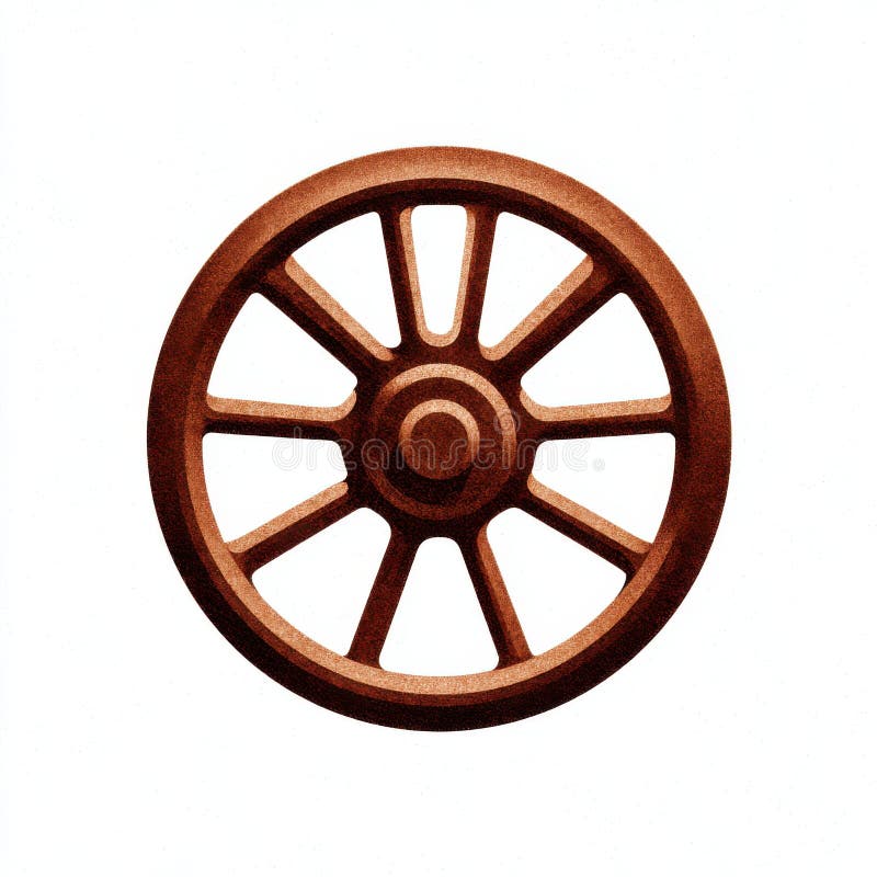 Rustic Brown Wooden Wagon Wheel on White Background Stock Illustration ...