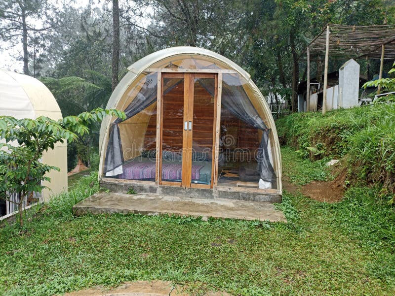 Rustic Building for Glamping in Nature. Camping Accommodation Building ...