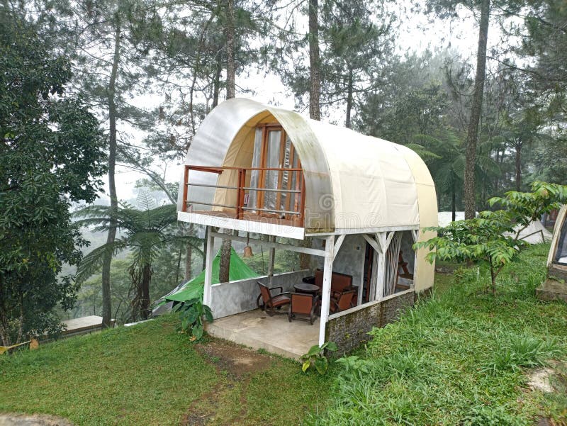 Rustic Building for Glamping in Nature. Camping Accommodation Building ...