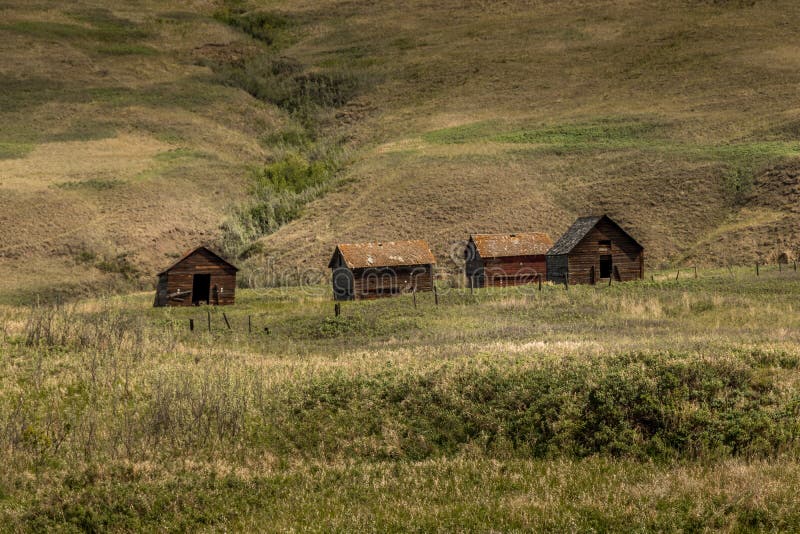 Rustic Buildings and Grain Elevator Stand in What Used To Be the Town ...
