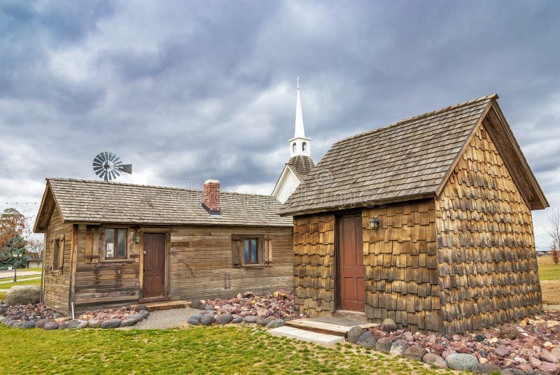 Rustic Buildings with a Wedding Chapel in the Background Stock Image ...