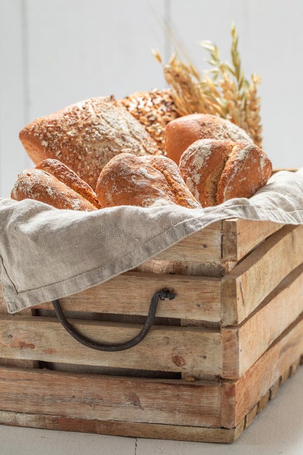 Rustic Buns Baked at Home. Made of Wheat and Rye Stock Photo - Image of ...