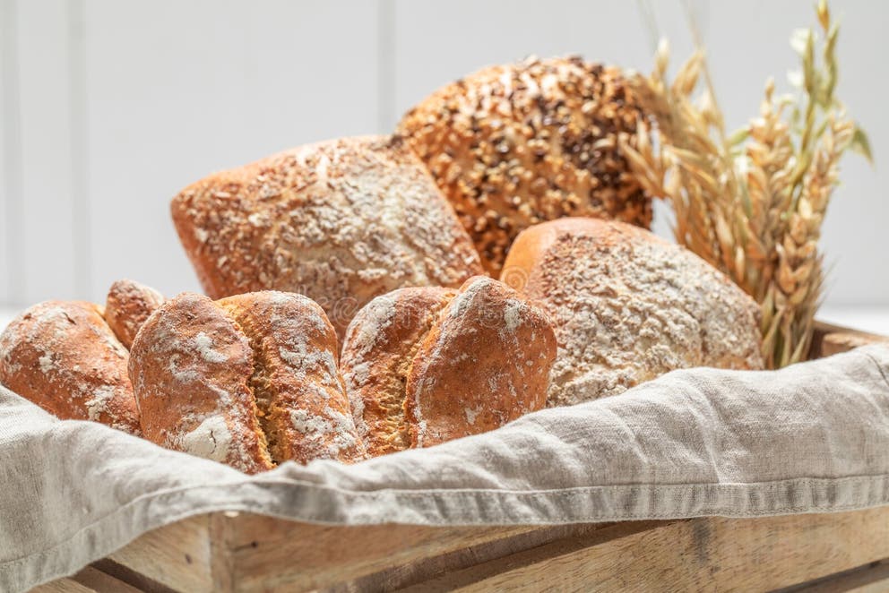 Rustic Buns for Tasty Breakfast. Buns from the Bakery Stock Photo ...