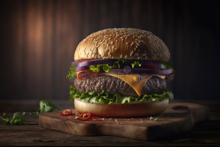 Rustic Burger. Illustration AI Generative Stock Illustration ...