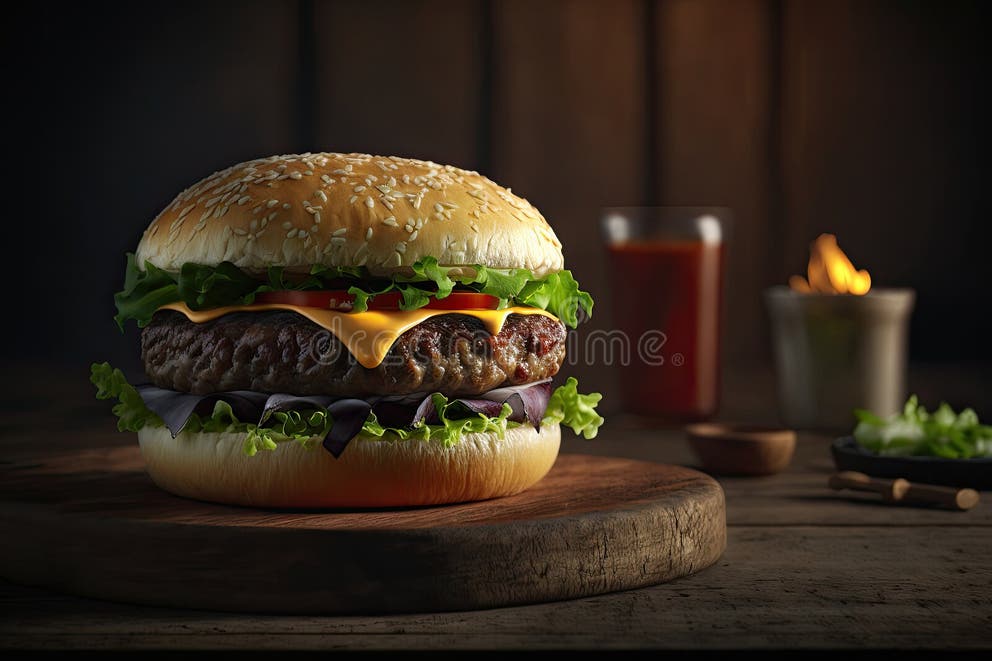 Rustic Burger. Illustration AI Generative Stock Illustration ...
