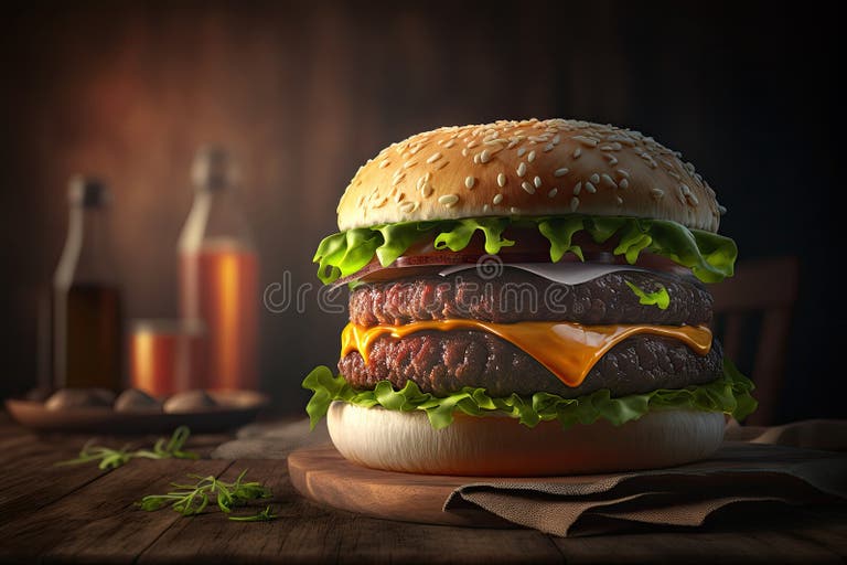 Rustic Burger. Illustration AI Generative Stock Illustration ...