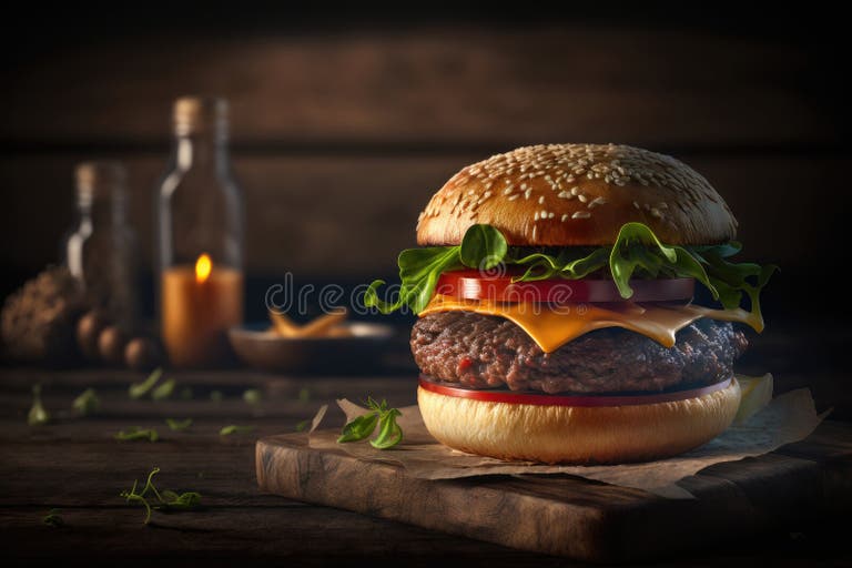 Rustic Burger. Illustration AI Generative Stock Illustration ...