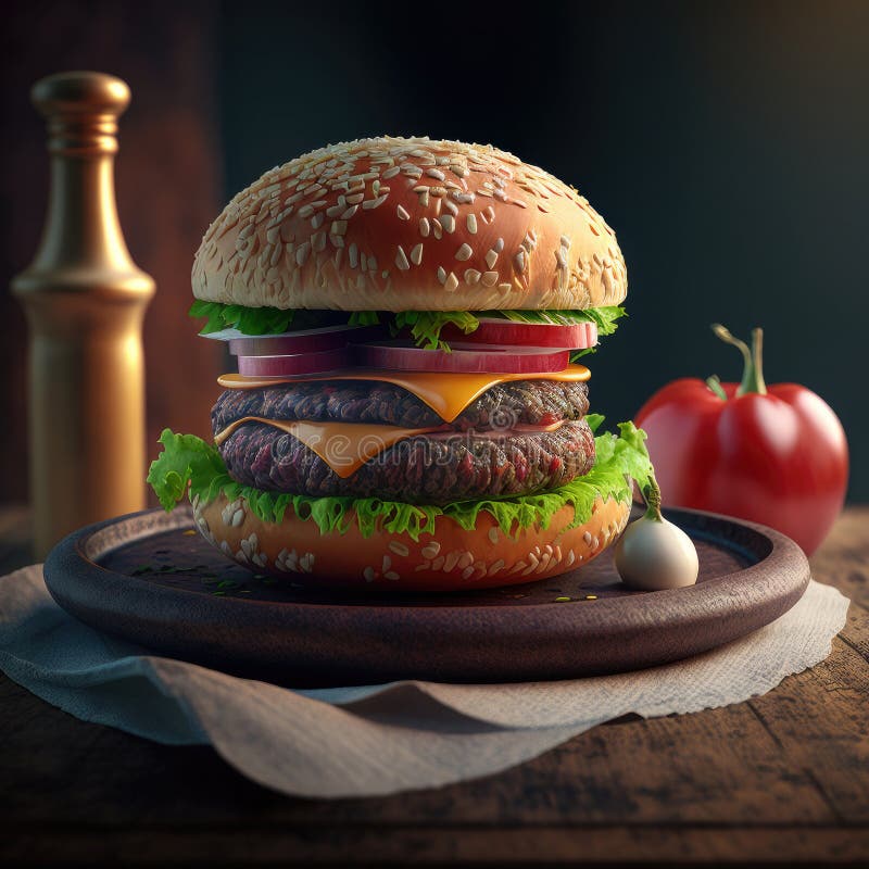 Rustic Burger. Illustration Generative AI Stock Illustration ...