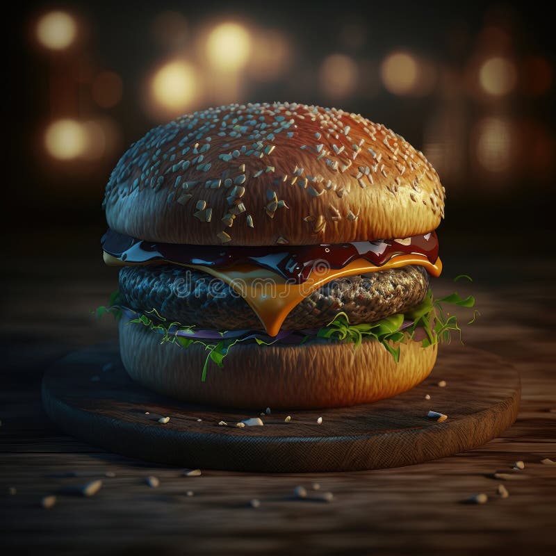 Rustic Burger. Illustration Generative AI Stock Illustration ...