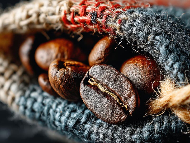 A Rustic Burlap Coffee Bag Filled with Fresh Coffee Beans Stock Image ...