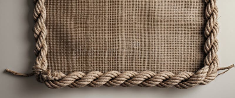 Rustic Burlap Texture with Hemp Rope Border. Stock Photo - Image of ...
