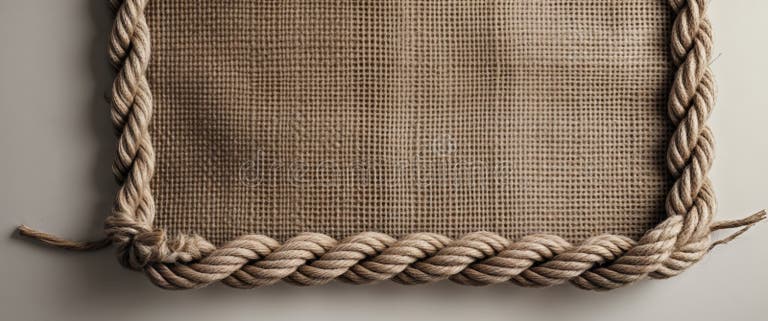 Rustic Burlap Texture with Hemp Rope Border. Stock Photo - Image of ...