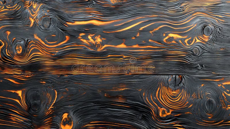 A Rustic Burnt Wood Plank Featuring Knots and Cracks, Set Against a ...