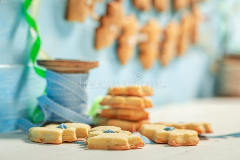 Rustic Butter Cookie Chain As Special Christmas Ornaments Stock Photo ...