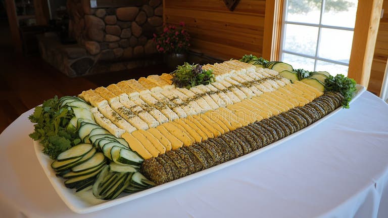 Rustic Cabin Cheese Platter, Wedding Buffet, Sliced Cucumbers Stock ...