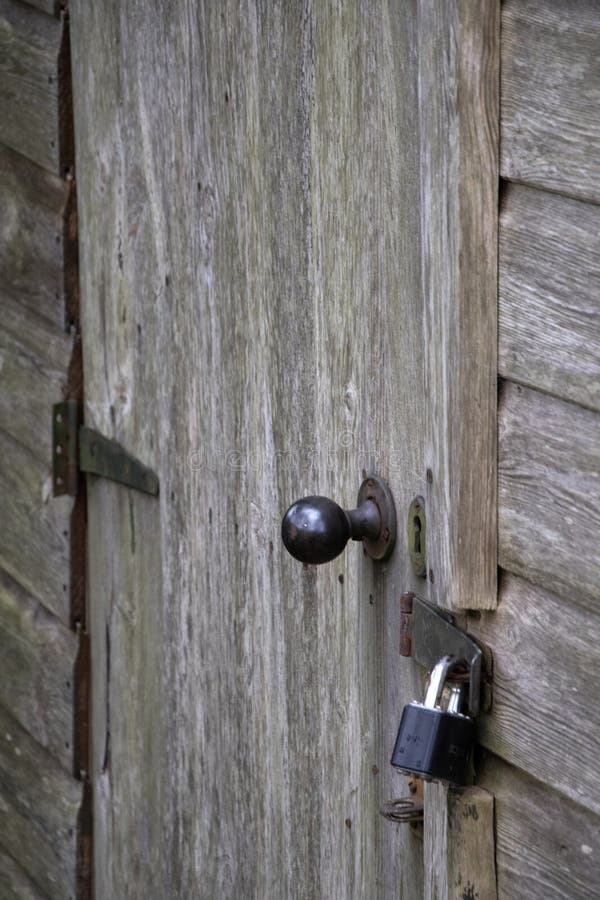 Rustic Cabin Door Lock and Handle Stock Image - Image of lock ...