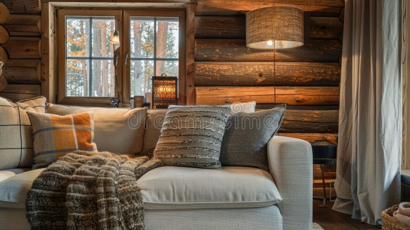 A Rustic Cabin with Natural Wood Embossed Wall Panels Adding Warmth and ...
