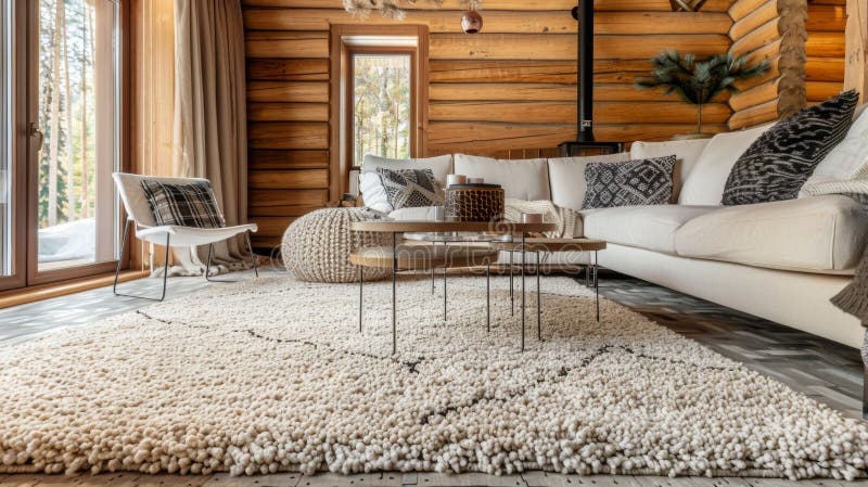 A Rustic Cabin with a Rusticchic Design Aesthetic Featuring a Plush ...