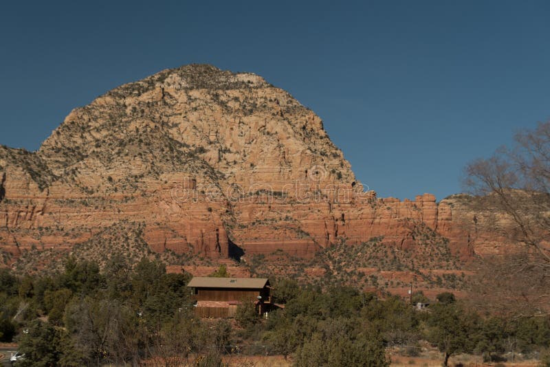 Rustic Cabin on Slopes of Red Rock Cliffs in West Sedona Stock Photo ...
