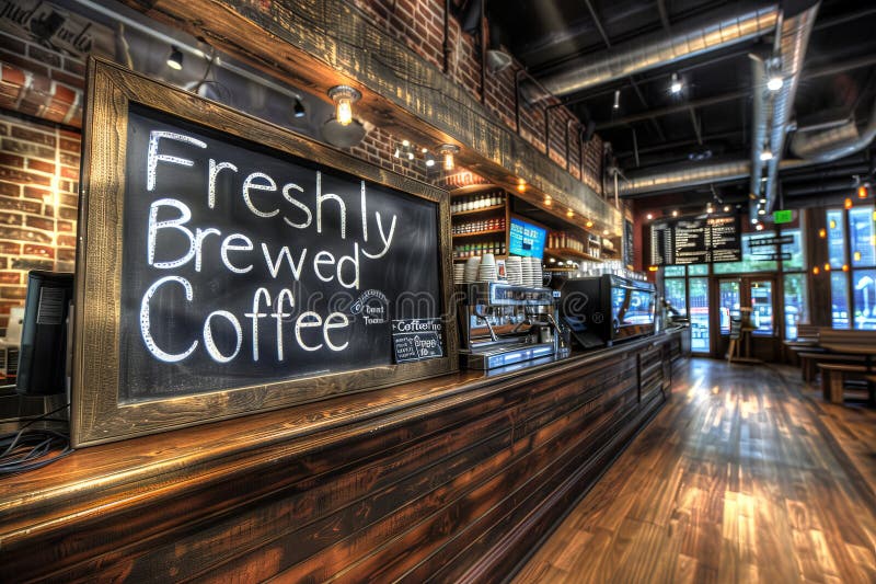 A Cozy Cafes Freshly Brewed Promise Stock Illustration - Illustration ...