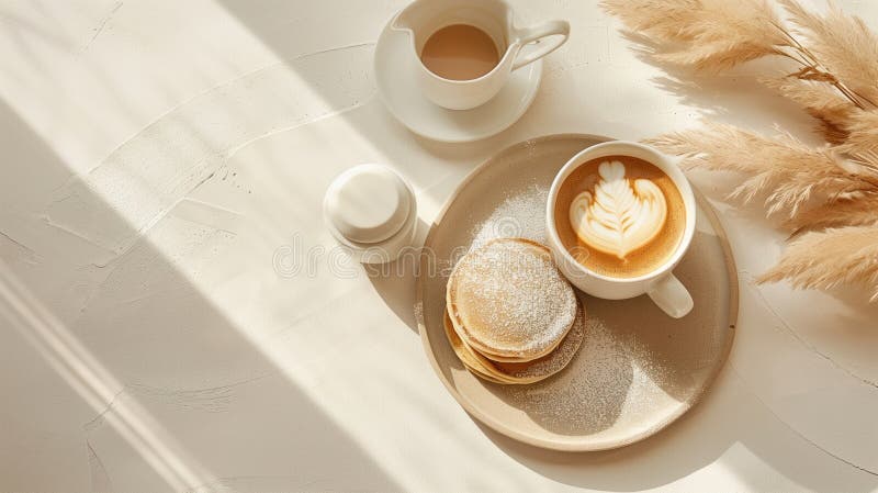 Rustic Cafe Morning Breakfast Coffee and Pancakes Stock Illustration ...