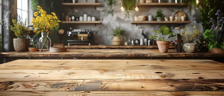 Rustic Cafe Table with Space for Your Product Display. Concept Cafe ...