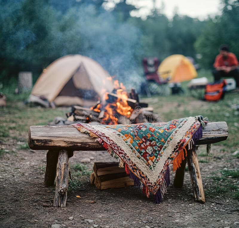 Rustic Campfire Setup at a Summer Campout Quality Picture Quality ...