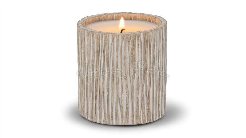 A Rustic Candle Features a Unique White Bark-like Texture, Radiating ...