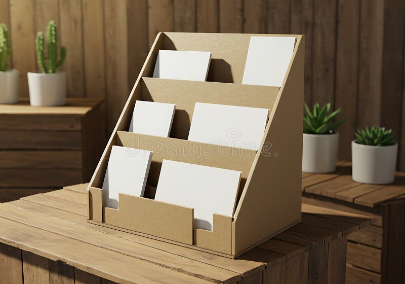 Rustic Cardboard Display Rack for Brochures and Informational Cards ...