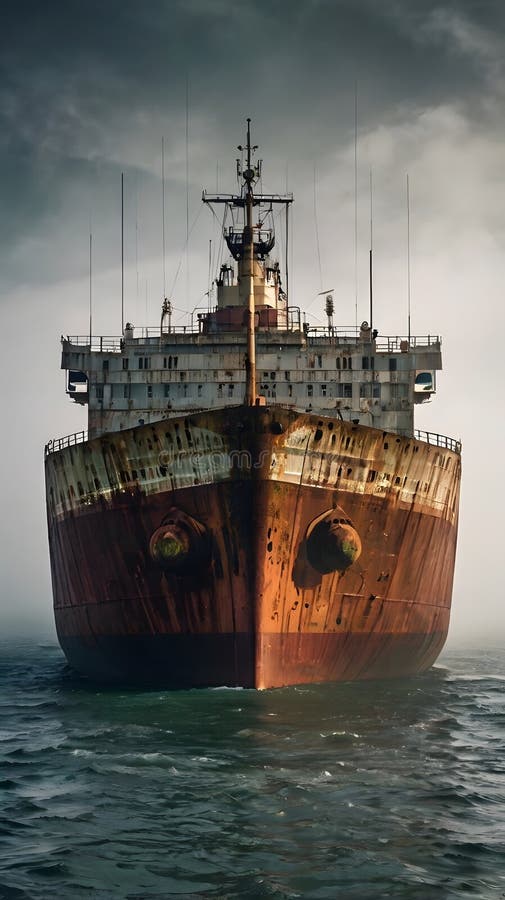 Rustic Cargo Container Transport Ship in the Ocean Stock Illustration ...