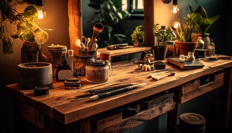 Rustic Carpentry Workshop with Old Fashioned Tools and Pottery ...