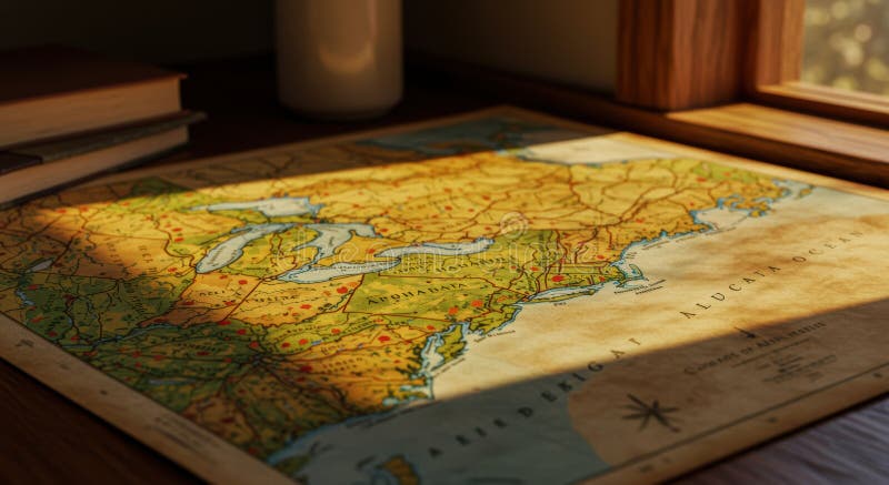 Rustic Cartographic Chart with Compass Stock Illustration ...