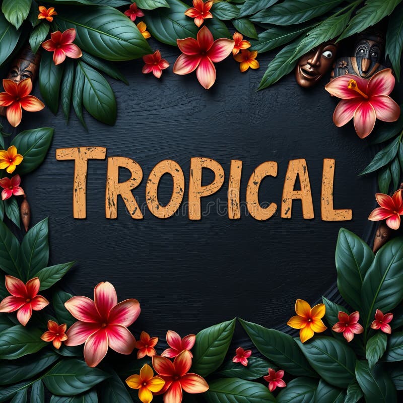 A Tropical Theme Sign To Accept a Custom Message or Design Element ...