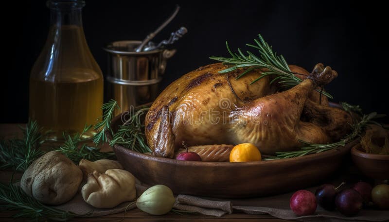 Rustic Celebration Spit Roasted Turkey and Chicken, Homemade Gourmet ...