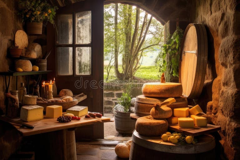 Rustic Cellar Door with Cheese Aroma Stock Illustration - Illustration ...