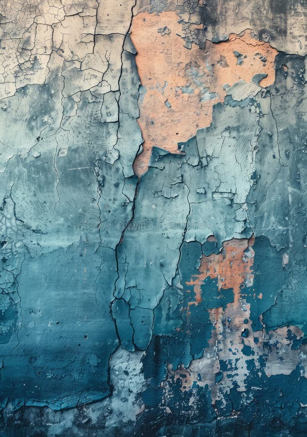 Rustic Cement Wall, Faded Industrial Markings, Cool Blue Shadows. Stock ...