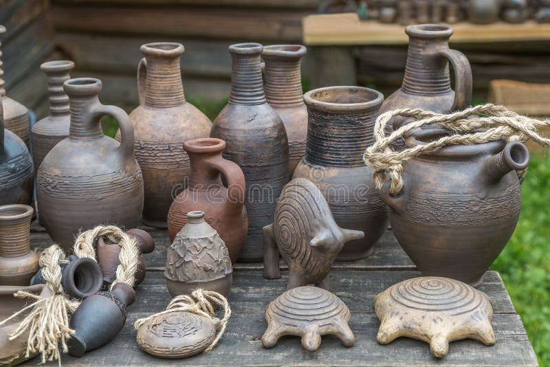Rustic Pottery Hand-work. Ceramics. Stock Image - Image of natural ...