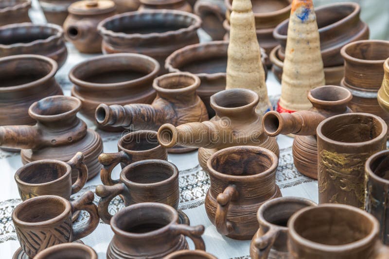 Rustic Pottery Hand-work. Ceramics. Stock Image - Image of souvenir ...