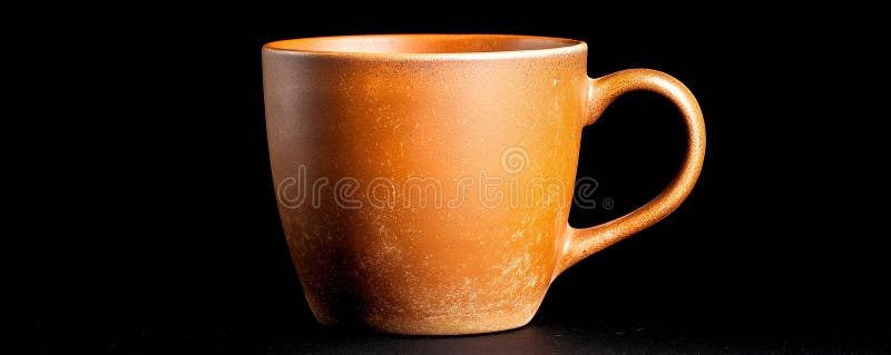 Rustic Ceramic Mug with Texture, Simple Design, Isolated Against Black ...