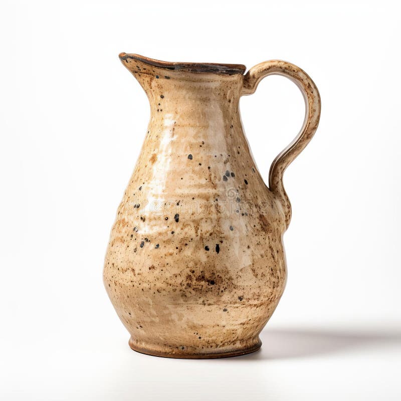 Rustic Ceramic Pitcher with Earthy Tones and Whimsy Design Stock ...