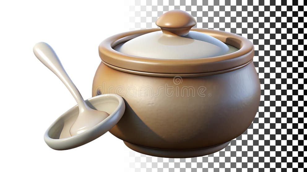 Ceramic Pot with Spoon Kitchenware Cooking Utensil Food Serving Png ...