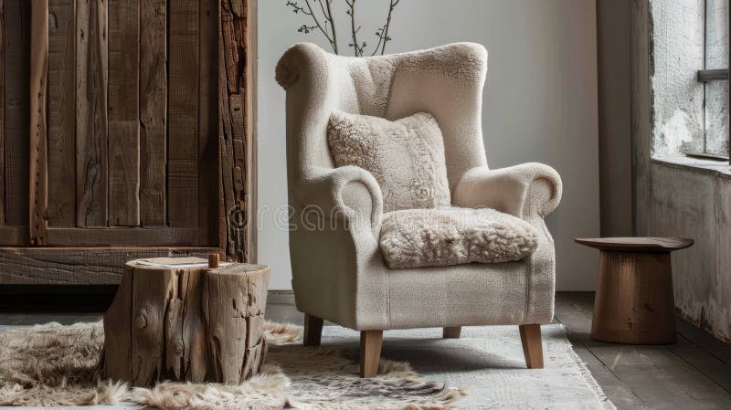 Rustic Chair with Comfortable Soft Seating Stock Illustration ...