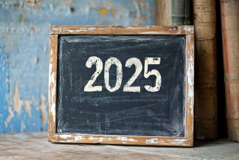 Rustic Chalkboard 2025. on Black. Stock Photo - Image of happy, chalk ...