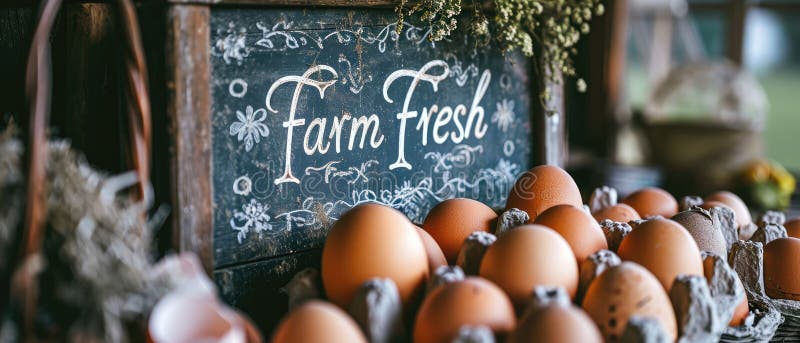 A Rustic Chalkboard Sign with the Words Farm Fresh Eggs Surrounded by a ...