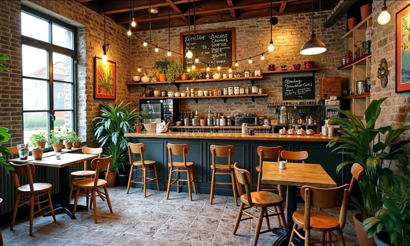 Rustic Charm Cafe Interior stock footage. Video of rustic - 370159808