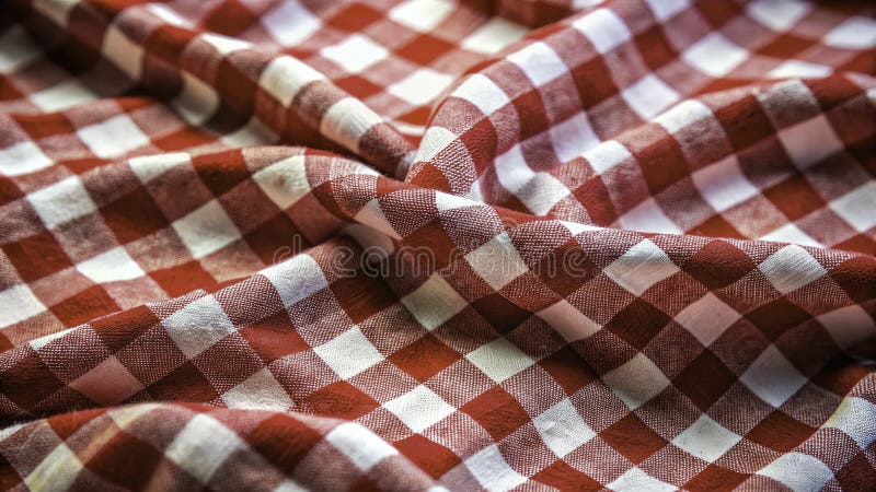 Rustic Charm a CloseUp Documentary Photography Study of Red Gingham Fabric Highlighting Vintage ...