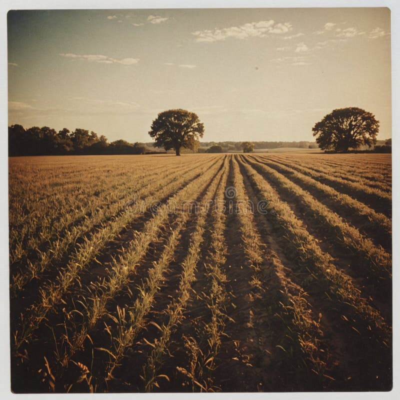 Rustic Charm Country Field in Warm Tones Stock Illustration ...