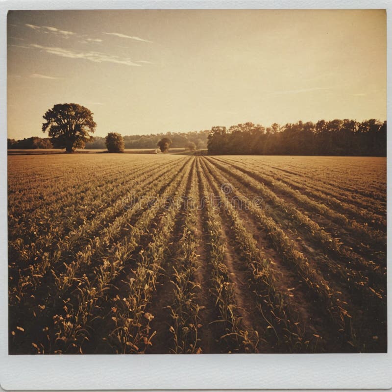 Rustic Charm Country Field in Warm Tones Stock Illustration ...