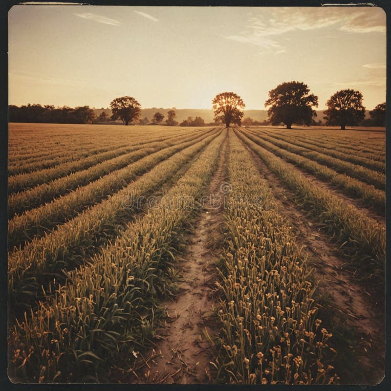 Rustic Charm Country Field in Warm Tones Stock Illustration ...